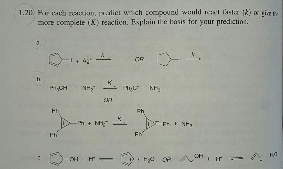 Solved 1.20. For each reaction, predict which compound would | Chegg.com