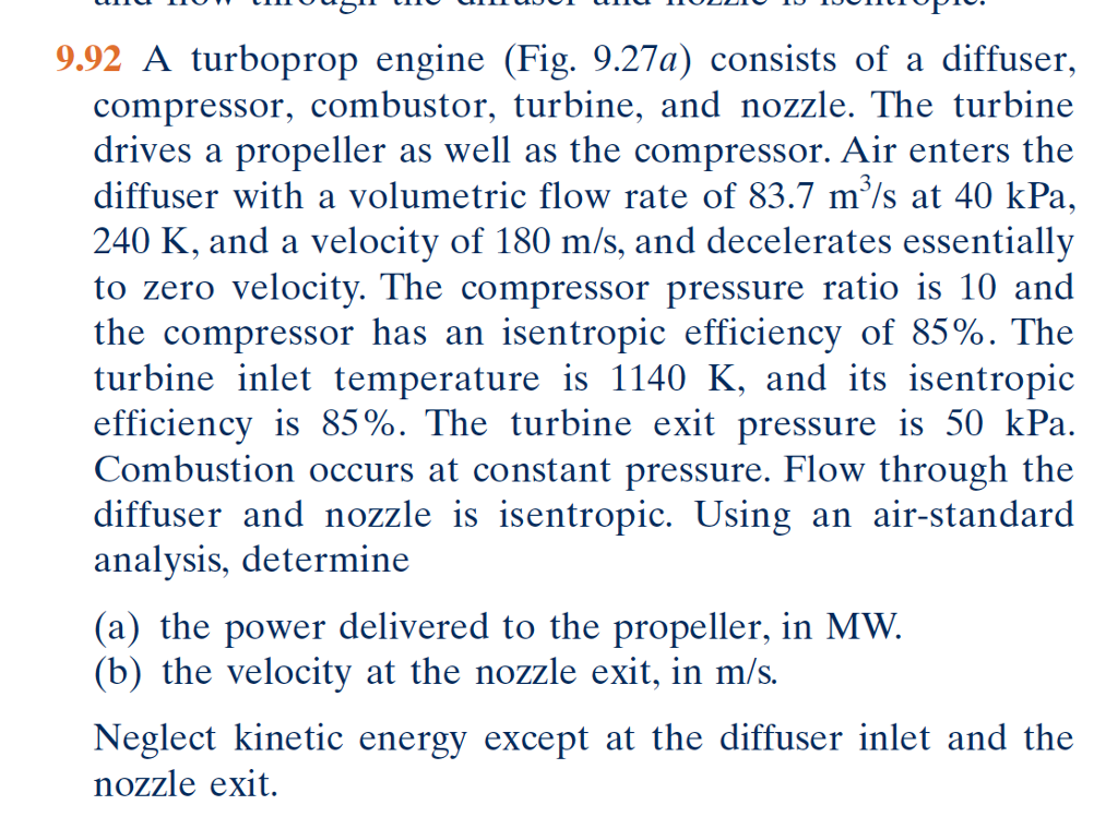 Solved A turboprop engine (Fig. 97 a) consists of a | Chegg.com