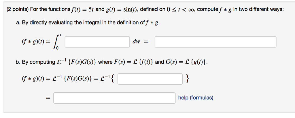 Solved For the functions f(t) = 5t and g(t) = sin(t), | Chegg.com
