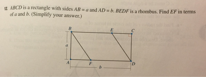 Solved ABCD is a rectangle with sides AB = a and AD = b. | Chegg.com