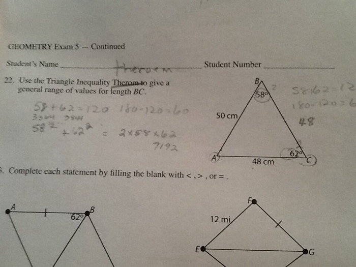Solved Use the Triangle Inequality therom to give a general | Chegg.com