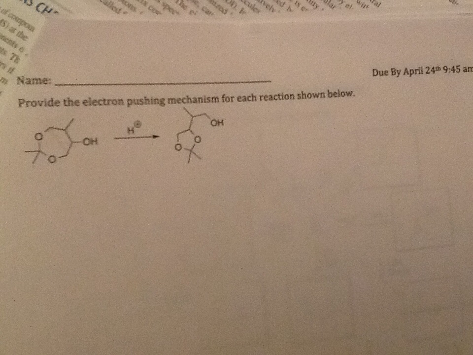 Solved Provide the electron pushing mechanism for each | Chegg.com