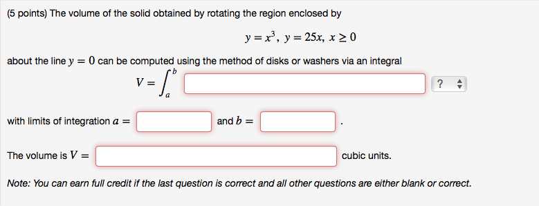 Solved The volume of the solid obtained by rotating the | Chegg.com