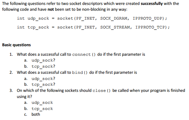 Solved The following questions refer to two socket | Chegg.com Solved The following questions refer to two socket | Chegg.com