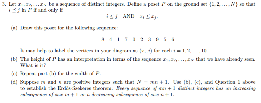 Solved 3. Let i,2,...zN be a sequence of distinct integers. | Chegg.com