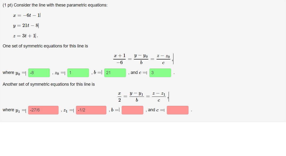 Solved Consider the line with these parametric equations: x | Chegg.com