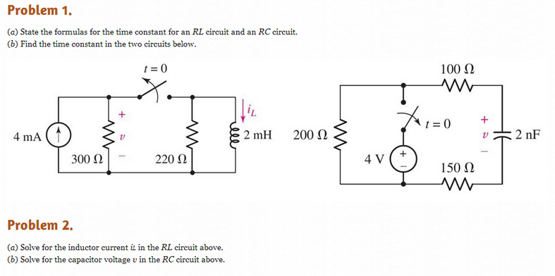 Solved State The Formulas For The Time Constant For An Rl