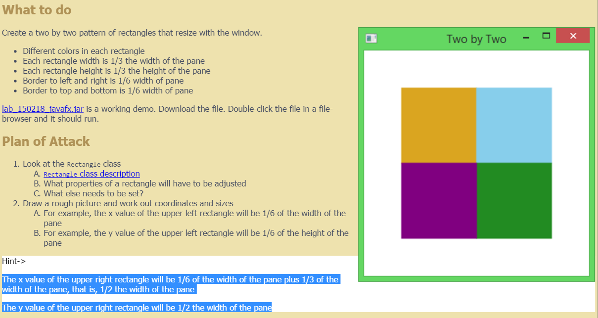 Solved What to do Create a two by two pattern of rectangles | Chegg.com