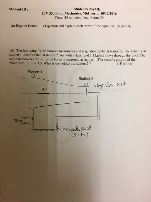 Solved Explain Bernoulli's Equation and explain each terms | Chegg.com