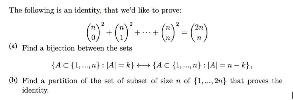 Solved The following is an identity, that we'd like to | Chegg.com