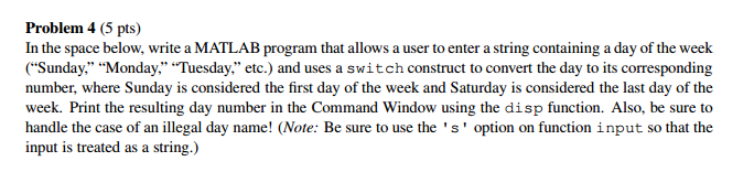 Solved In the space below, write a MATLAB program that | Chegg.com