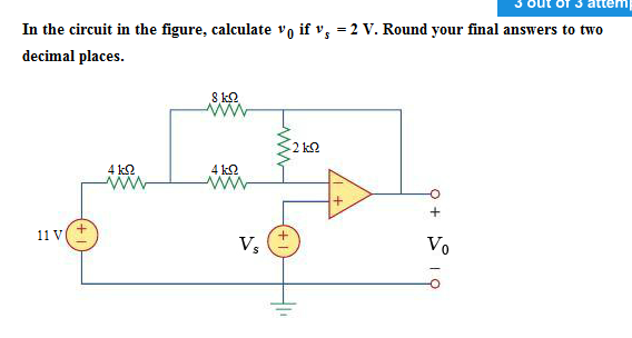 Solved in the circuit in the figure, calculate vo if vs = 2v | Chegg.com