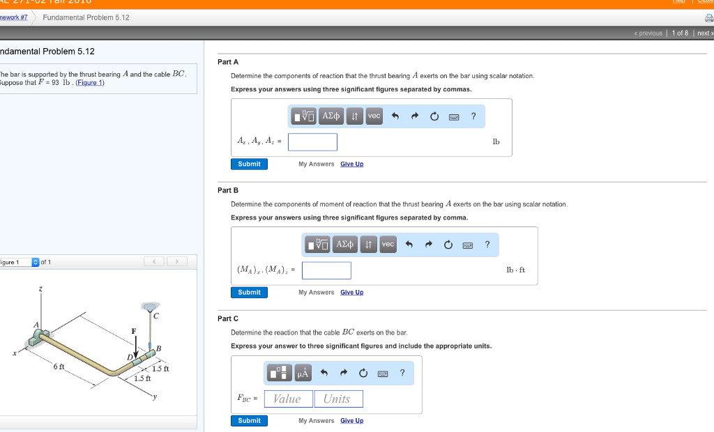 Solved The bar is supported by the thrust bearing A and the | Chegg.com