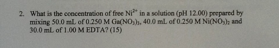 Solved What is the concentration of free Ni2+ in a solution | Chegg.com