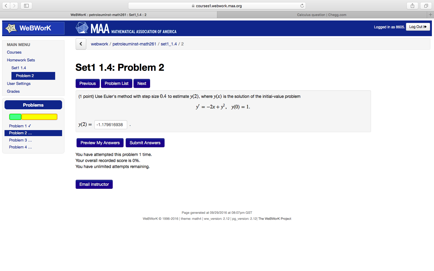 Solved Use Euler S Method With Step Size 0 4 To Estimate