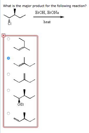 Solved What is the major product for the following reaction? | Chegg.com