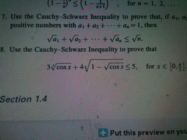 Solved Use the Cauchy-Schwarz Inequality to prove that, if | Chegg.com