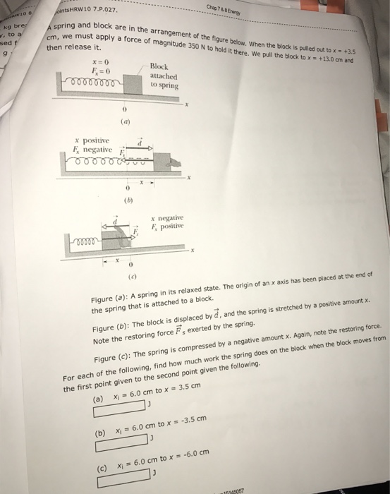Solved A spring and block are in the arrangement of the | Chegg.com