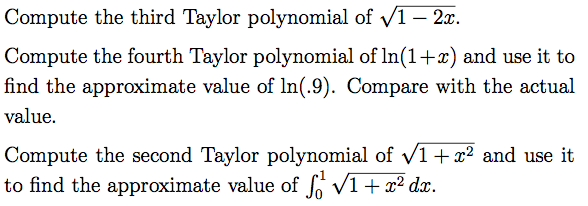 Solved Compute the third Taylor polynomial of 1-2. Compute | Chegg.com