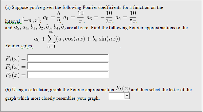 Solved Suppose you're given the following Fourier | Chegg.com
