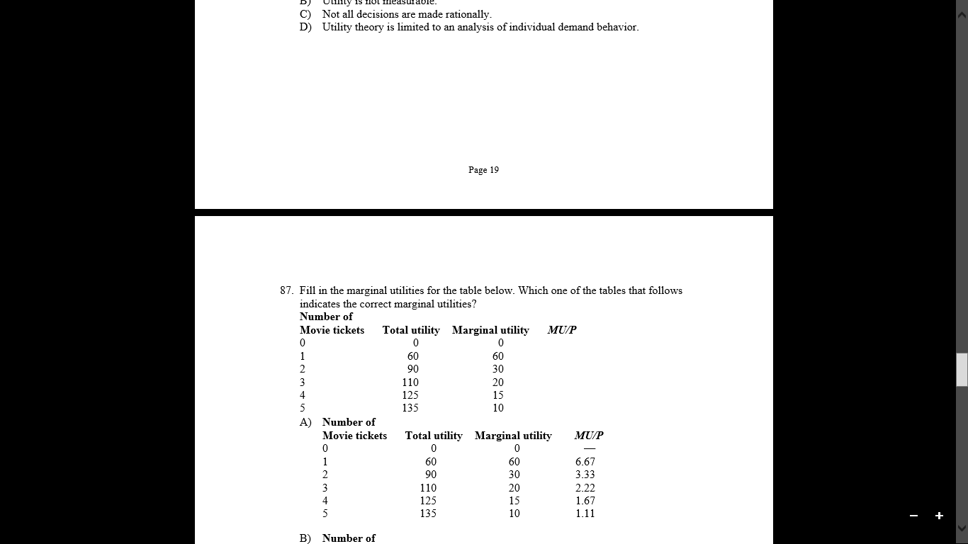 Solved Fill in the marginal utilities for the table below. | Chegg.com