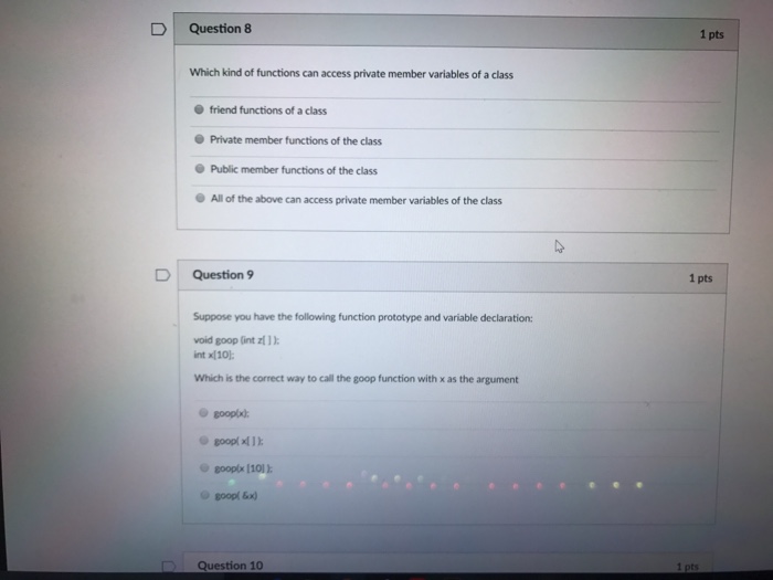 Solved Question 2 1 pts Given the start of a class | Chegg.com