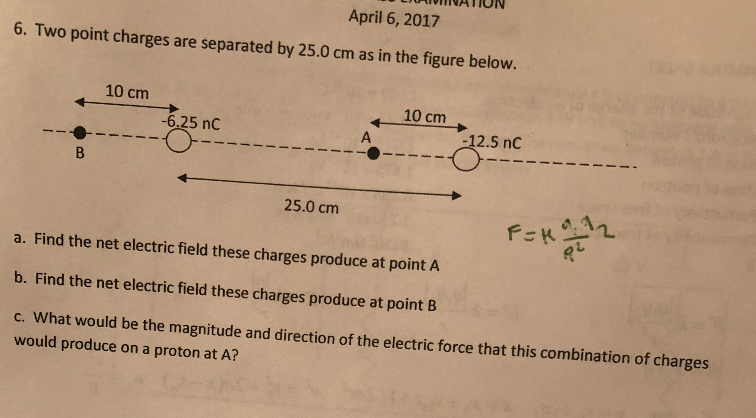 Solved April 6, 2017 6. Two point charges are separated by | Chegg.com