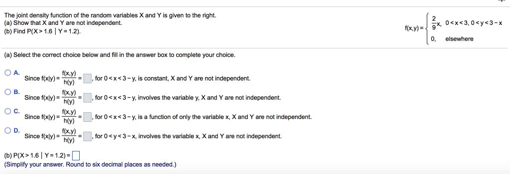 Solved The joint density function of the random variables X | Chegg.com