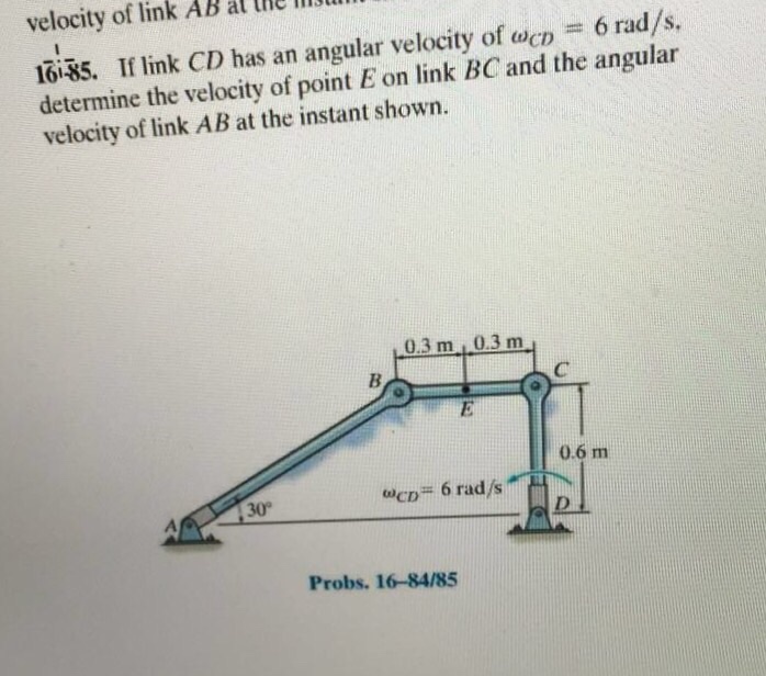 Solved If Link Cd Has An Angular Velocity Of Wcd 6 Rads 0832