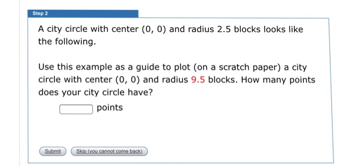 Solved A city circle with center (0, 0) and radius 2.5 | Chegg.com