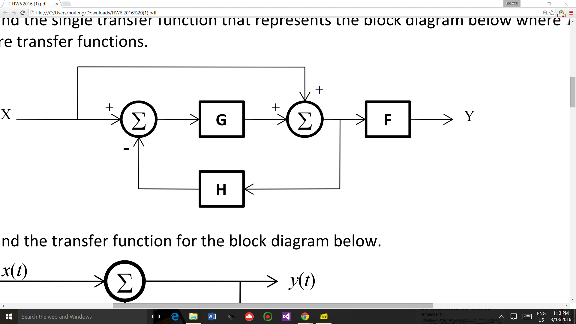 Solved Find the single transfer function that represents the | Chegg.com