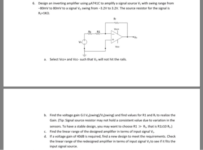 Solved Design an inverting amplifier using mu A741C to | Chegg.com