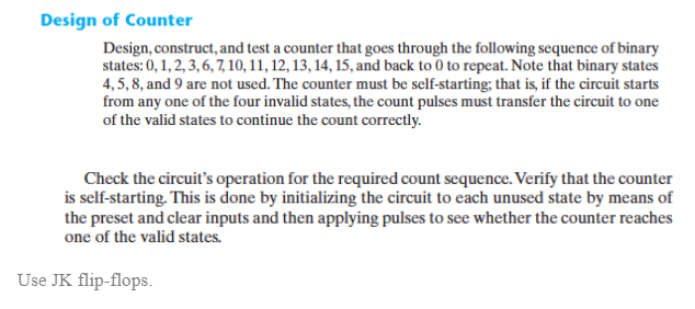 Solved Design, construct. and test a counter that goes | Chegg.com
