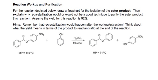 Solved Reaction Workup and Purification For the reaction | Chegg.com
