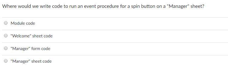 Solved Where would we write code to run an event procedure | Chegg.com
