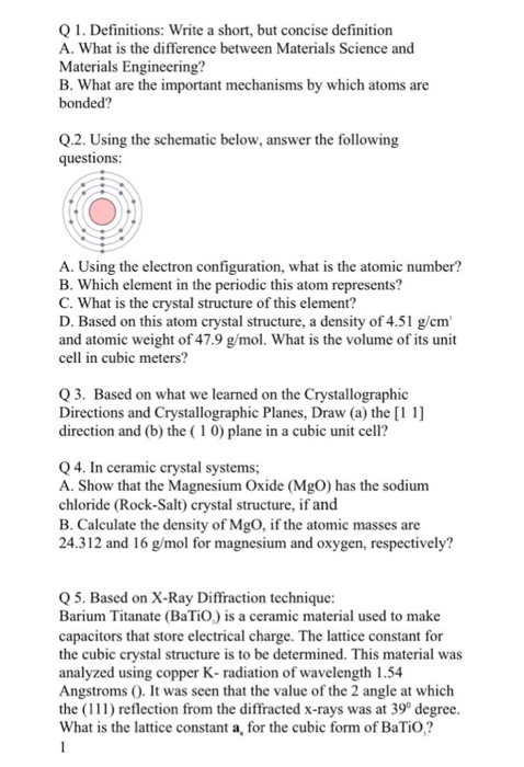 Solved Write a short, but concise definition A. What is the | Chegg.com