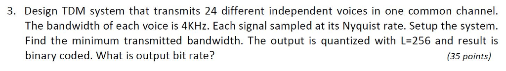 Solved Design TDM system that transmits 24 different | Chegg.com