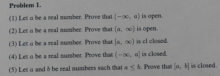 Solved Problem 1. (1) Let a be a real number. Prove that | Chegg.com