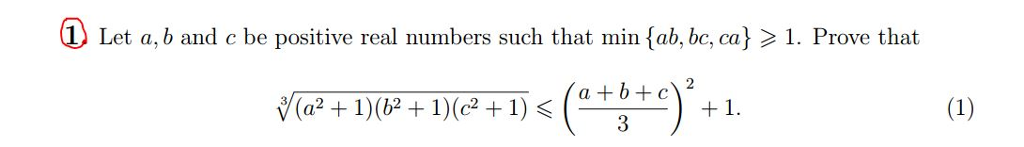 Solved Let a, b and c be positive real numbers such that min | Chegg.com