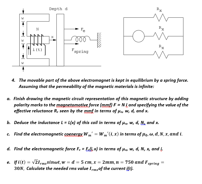 Solved Depthd i (t) spring The movable part of the above | Chegg.com