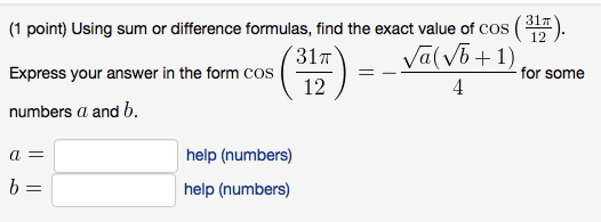 Solved Using sum or difference formulas, find the exact | Chegg.com