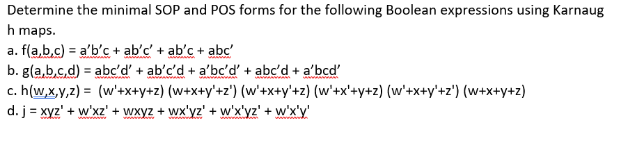 Solved Determine the minimal SOP and POS forms for the | Chegg.com