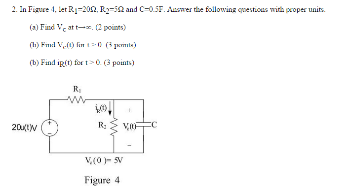 Solved 2. In Figure 4, let R1=20 Ohm, R2=5 Ohm and | Chegg.com