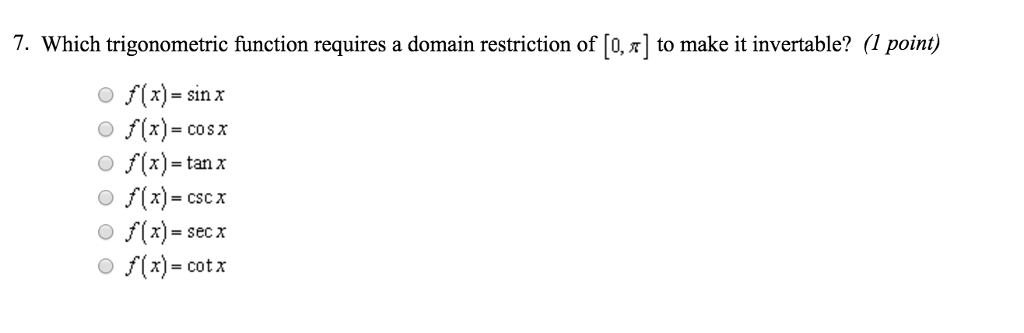 Solved Which trigonometric function requires a domain | Chegg.com