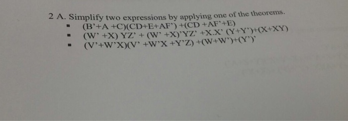 Solved Simplify two expressions by applying one of the | Chegg.com