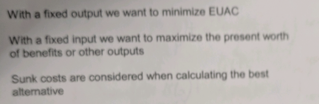 Solved With a fixed output we want to minimize EUAC With a | Chegg.com