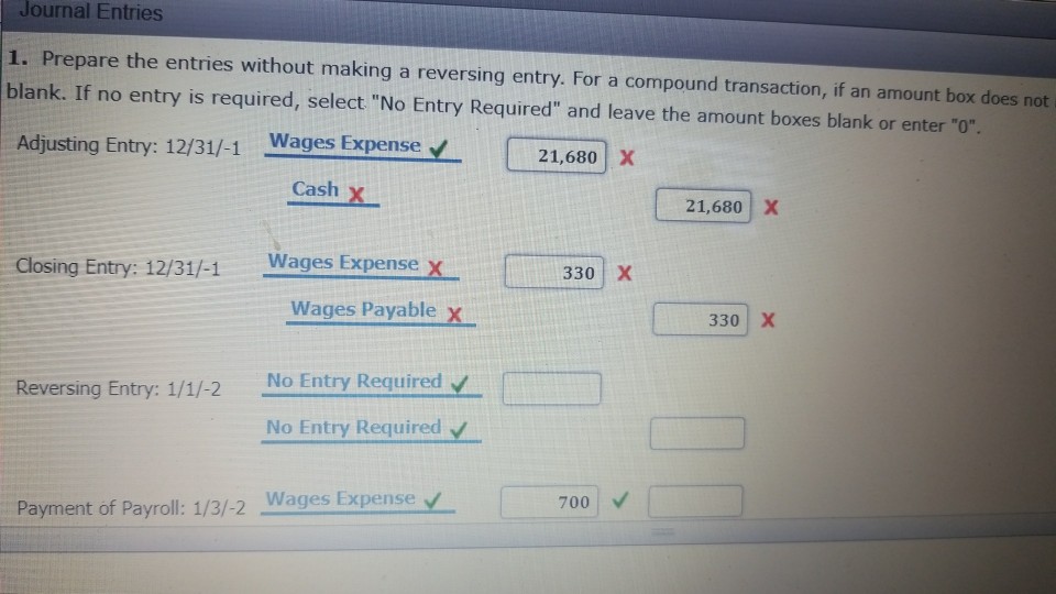 Solved Instructions Journal Entries Reversing Entry Analysis | Chegg.com