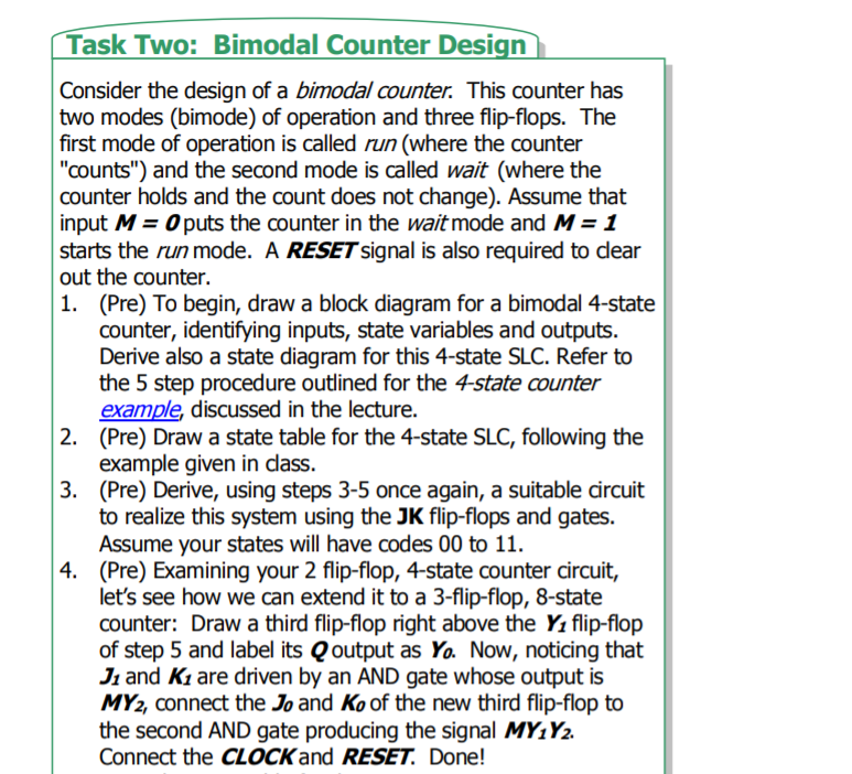 Solved Task One: A Simple 2-State SLC (Pre) Draw a block | Chegg.com