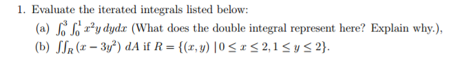 Solved Evaluate the iterated integrals listed below: (a) | Chegg.com