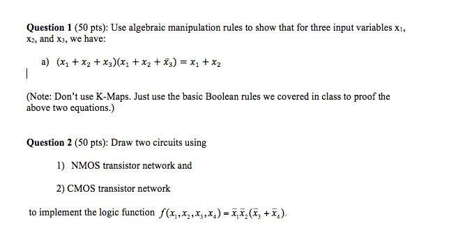 Solved Use Algebraic Manipulation Rules To Show That For